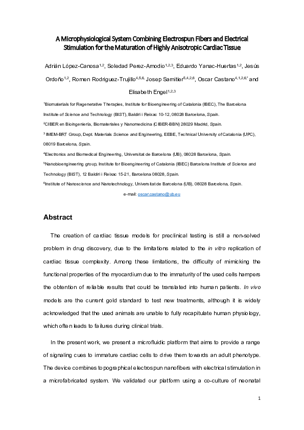 (PDF) A microphysiological system combining electrospun fibers and ...