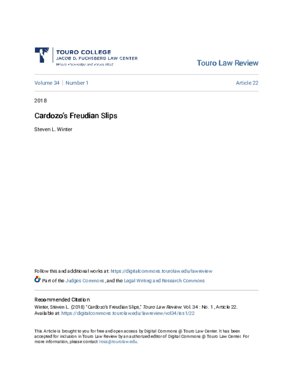 (PDF) Cardozo's Freudian Slips