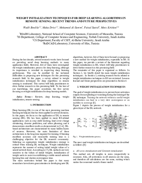 (PDF) Weight Initialization Techniques for Deep Learning Algorithms in ...