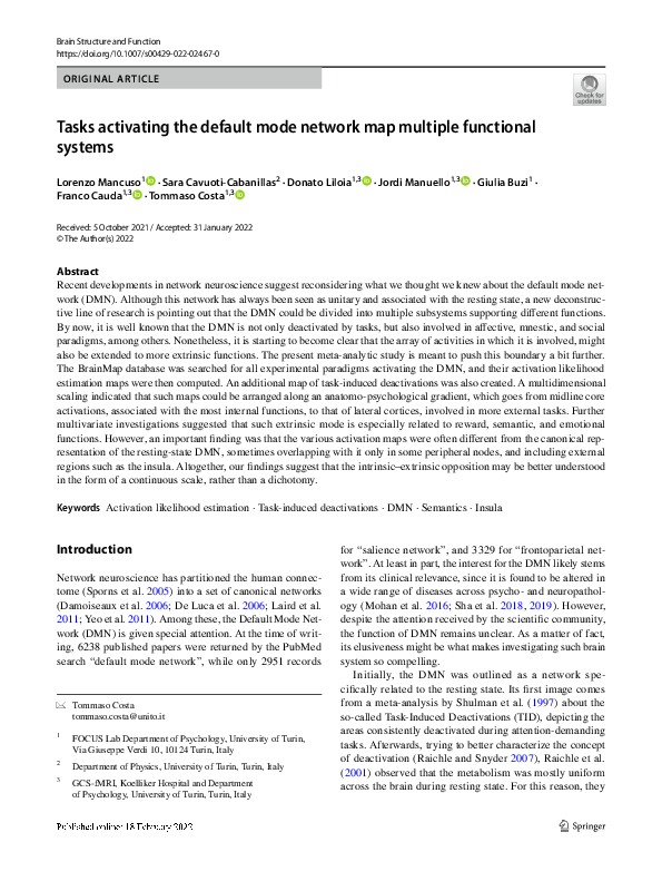 Pdf Tasks Activating The Default Mode Network Map Multiple Functional