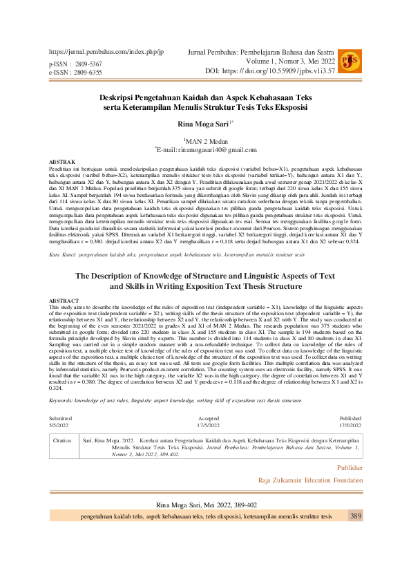 (PDF) Deskripsi Pengetahuan Kaidah dan Aspek Kebahasaan Teks serta Keterampilan Menulis Struktur ...