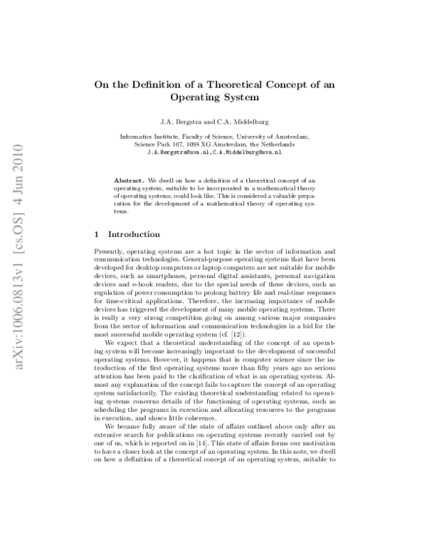 (PDF) On the definition of a theoretical concept of an operating system