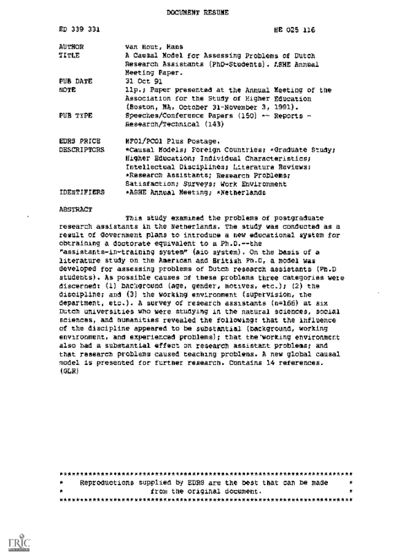 (PDF) A Causal Model for Assessing Problems of Dutch Research ...