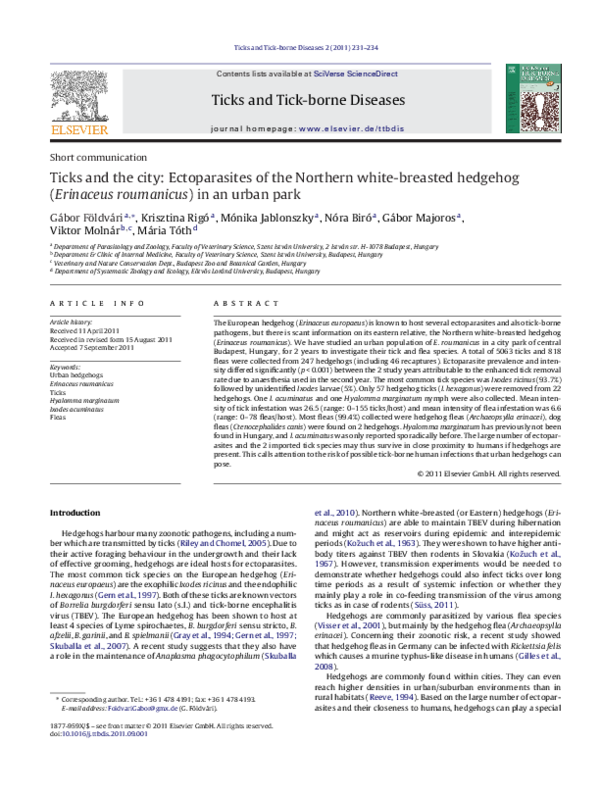 (PDF) Ticks and the city: Ectoparasites of the Northern white-breasted ...