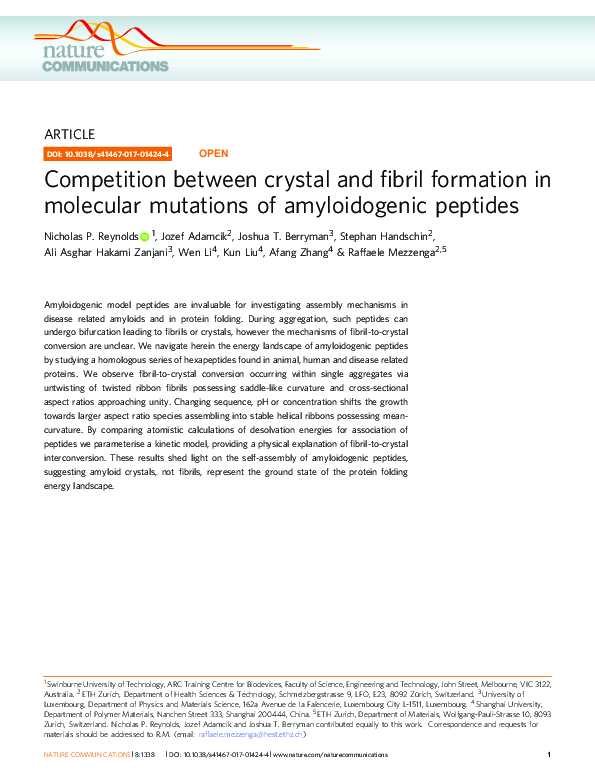 (PDF) Competition between crystal and fibril formation in molecular ...