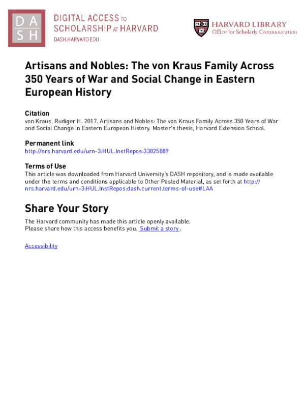 (PDF) Artisans and Nobles: The von Kraus Family Across 350 Years of War ...