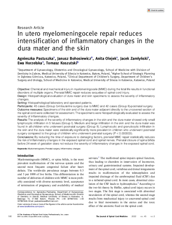(PDF) In utero myelomeningocele repair reduces intensification of ...