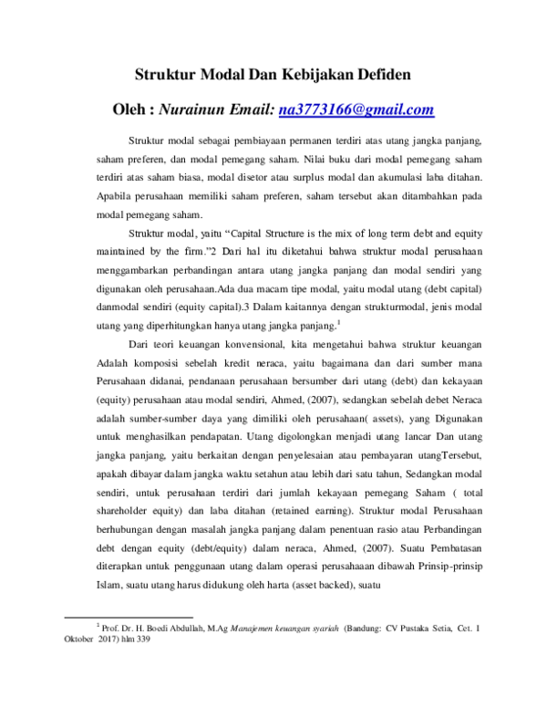 (PDF) Struktur Modal Dan Kebijakan Defiden