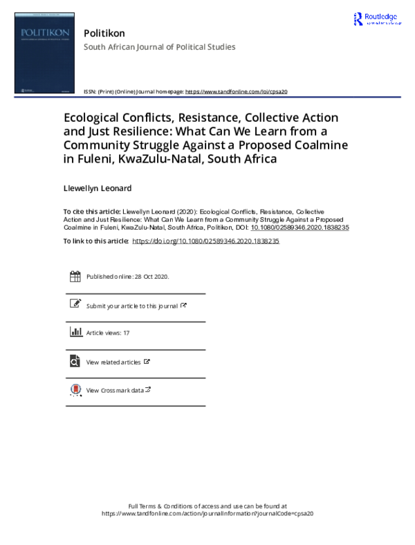 (PDF) Ecological Conflicts, Resistance, Collective Action and Just ...