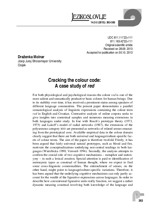 (PDF) Cracking the colour code: A case study of red