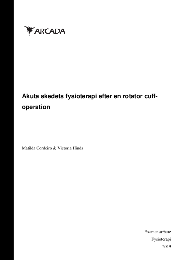 (PDF) Akuta skedets fysioterapi efter en rotator cuff-operation ...
