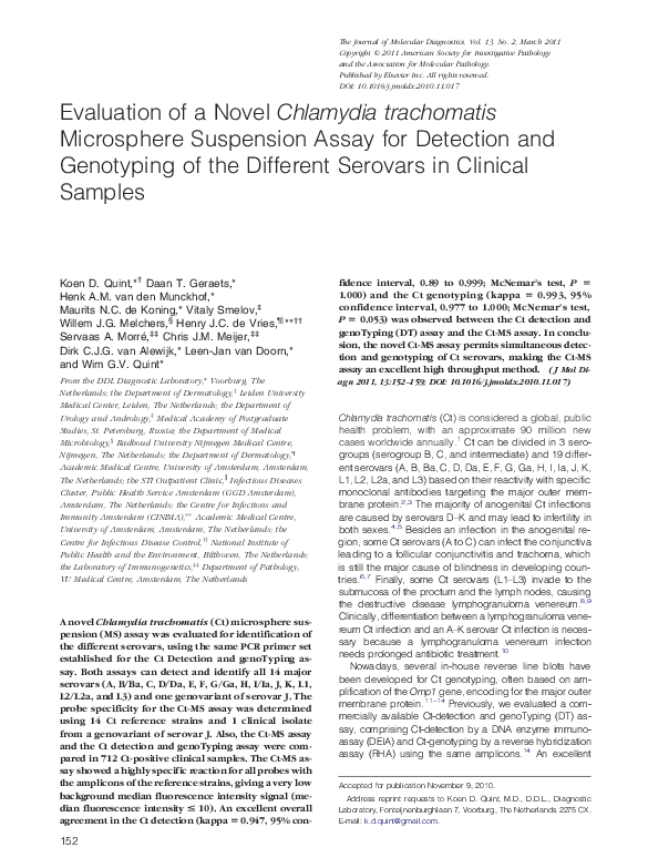 (PDF) Evaluation of a Novel Chlamydia trachomatis Microsphere ...