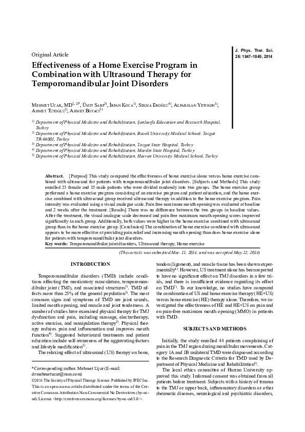 (PDF) Effectiveness of a Home Exercise Program in Combination with ...