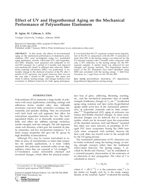 (PDF) Effect of UV and hygrothermal aging on the mechanical performance ...