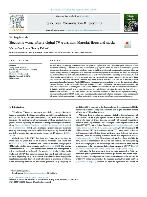(PDF) Electronic waste after a digital TV transition: Material flows ...