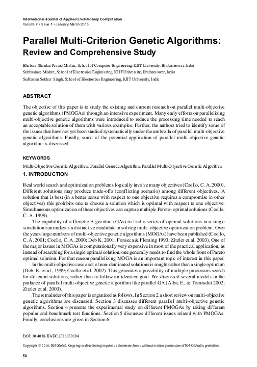 (PDF) Parallel Multi-Criterion Genetic Algorithms | Bhabani Prasad Mishra - Academia.edu