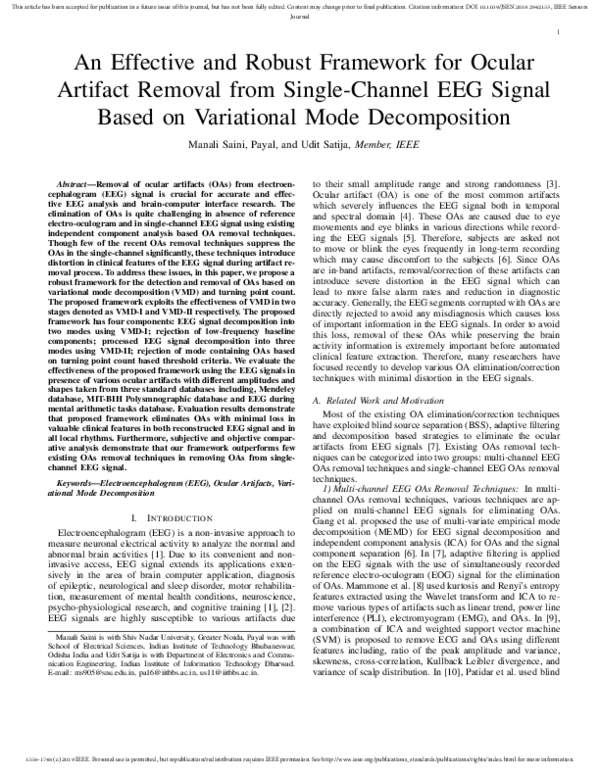 (PDF) An Effective and Robust Framework for Ocular Artifact Removal From Single-Channel EEG ...