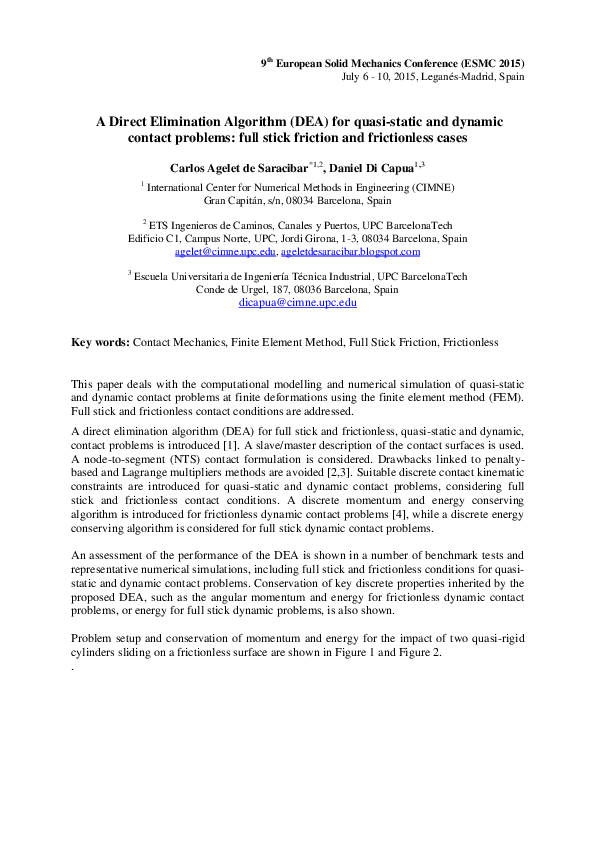 Pdf A Direct Elimination Algorithm Dea For Quasi Static And Dynamic