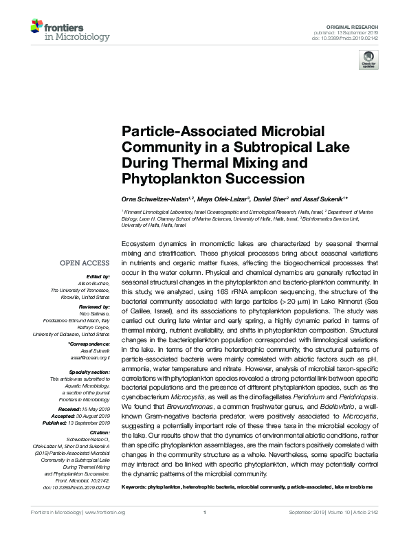 (PDF) Particle-Associated Microbial Community in a Subtropical Lake ...