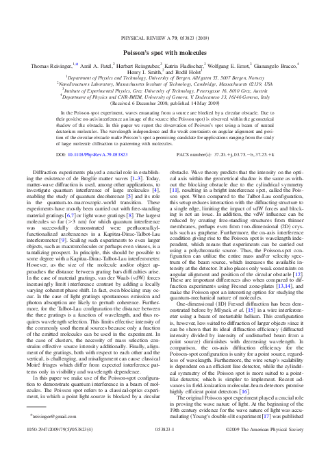 (PDF) Poisson’s spot with molecules
