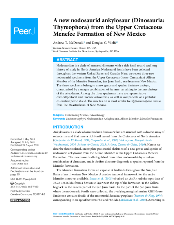 (PDF) A new nodosaurid ankylosaur (Dinosauria: Thyreophora) from the ...