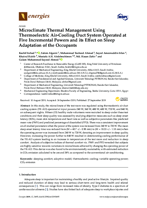 (PDF) Microclimate Thermal Management Using Thermoelectric Air-Cooling ...