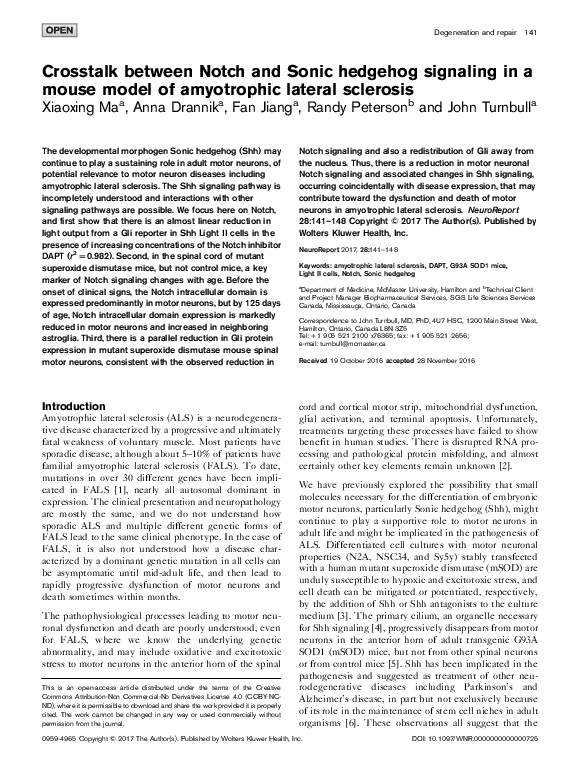 (PDF) Crosstalk between Notch and Sonic hedgehog signaling in a mouse ...