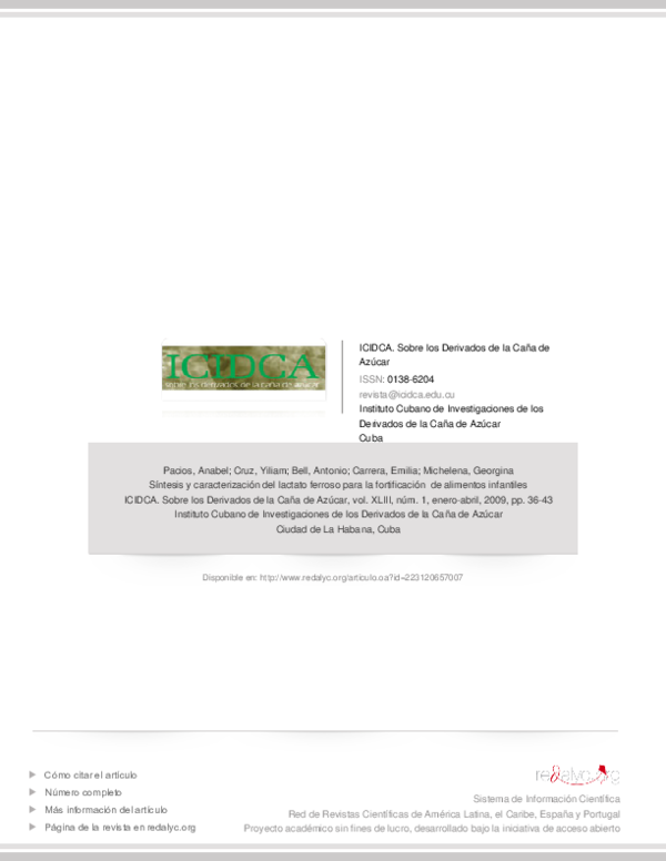 (PDF) Síntesis y caracterización del lactato ferroso para la ...