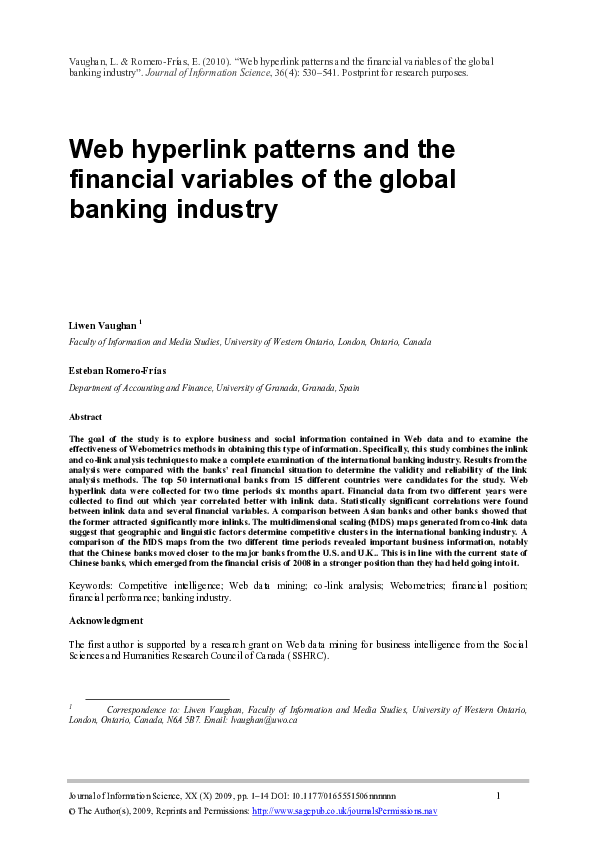 (PDF) Web hyperlink patterns and the financial variables of the global ...