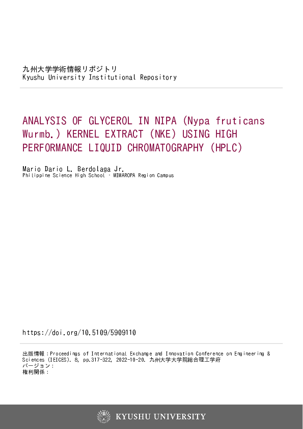 (PDF) ANALYSIS OF GLYCEROL IN NIPA (Nypa fruticans Wurmb.) KERNEL ...
