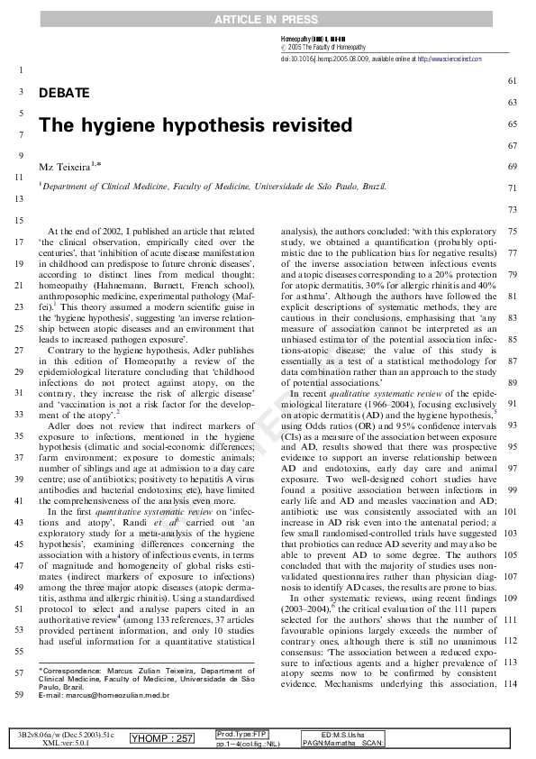 (PDF) The hygiene hypothesis revisited
