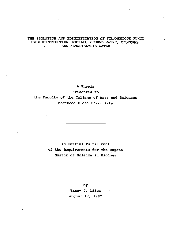 (PDF) The Isolation and Identification of Filamentous Fungi from Distribution Systems, Ground ...
