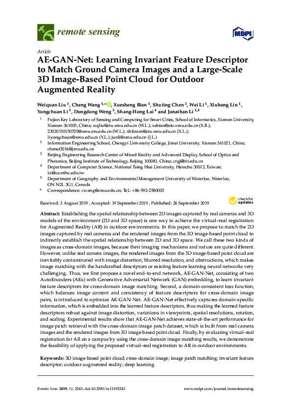 Pdf Ae Gan Net Learning Invariant Feature Descriptor To Match Ground Camera Images And A
