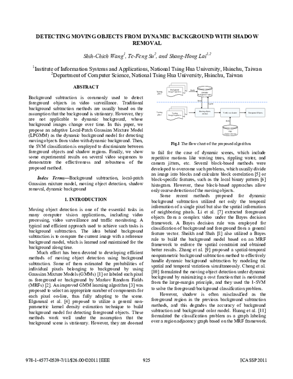 (PDF) Detecting moving objects from dynamic background with shadow removal