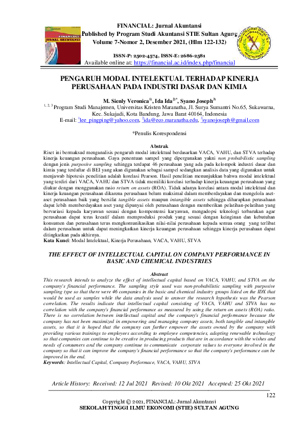 (PDF) Pengaruh Modal Intelektual Terhadap Kinerja Perusahaan Pada Industri Dasar Dan Kimia