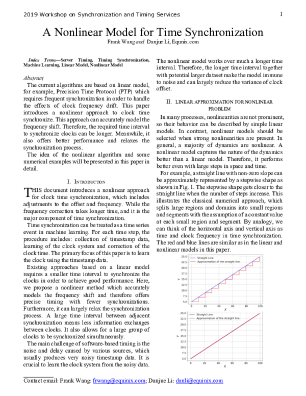(PDF) A Nonlinear Model for Time Synchronization