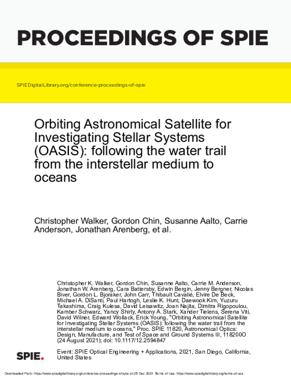 (PDF) Orbiting Astronomical Satellite for Investigating Stellar Systems (OASIS): following the ...