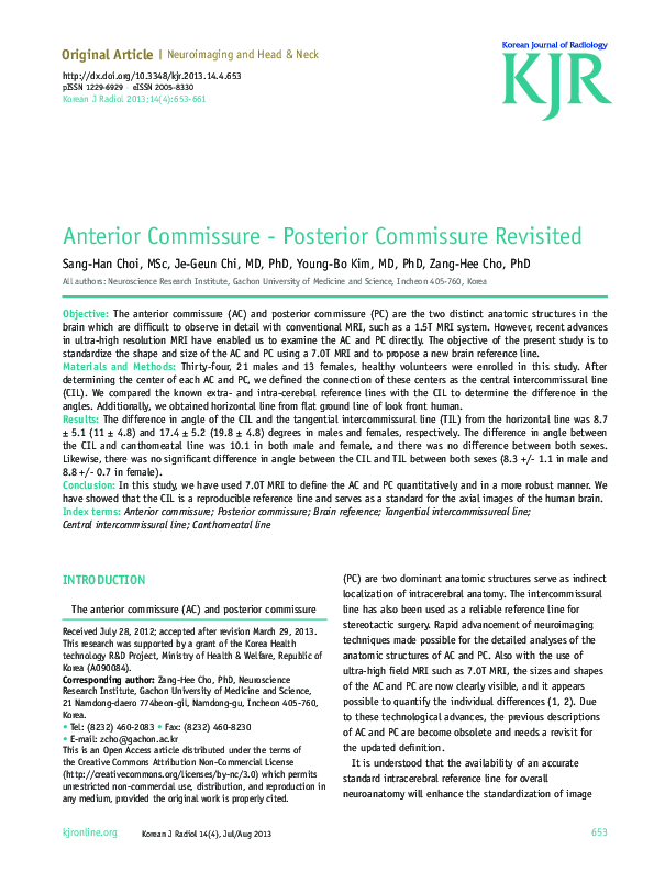 (PDF) Anterior Commissure - Posterior Commissure Revisited