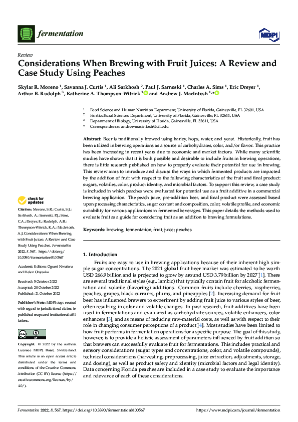 (PDF) Considerations When Brewing with Fruit Juices: A Review and Case ...