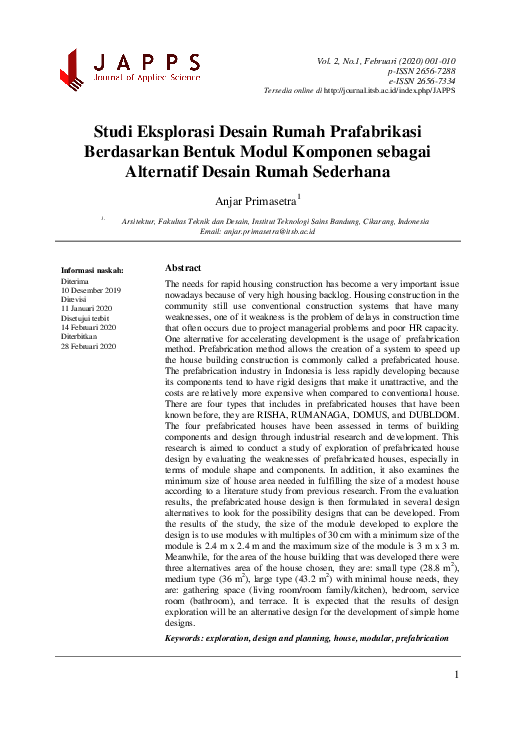 (PDF) Studi Eksplorasi Desain Rumah Prafabrikasi Berdasarkan Bentuk ...