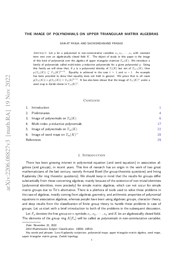 Pdf The Image Of Polynomials On Upper Triangular Matrix Algebras