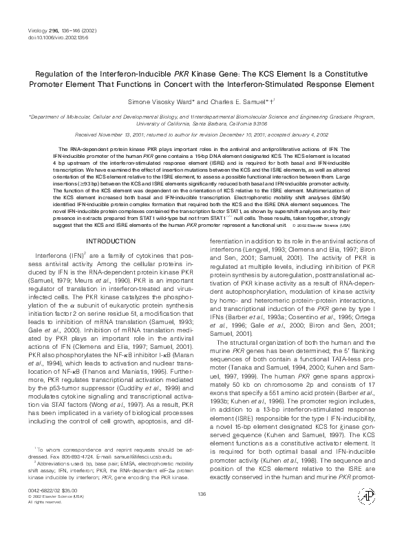 (PDF) KCS and ISRE: Functional Interaction in PKR Gene Regulation