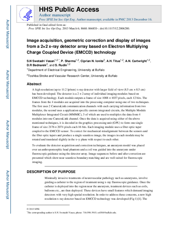 (PDF) Image acquisition, geometric correction and display of images from a 2x2 x-ray detector ...