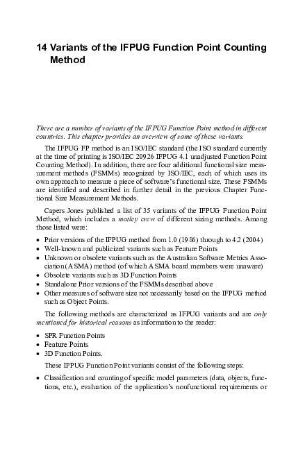 (PDF) Variants of the IFPUG Function Point Counting Method