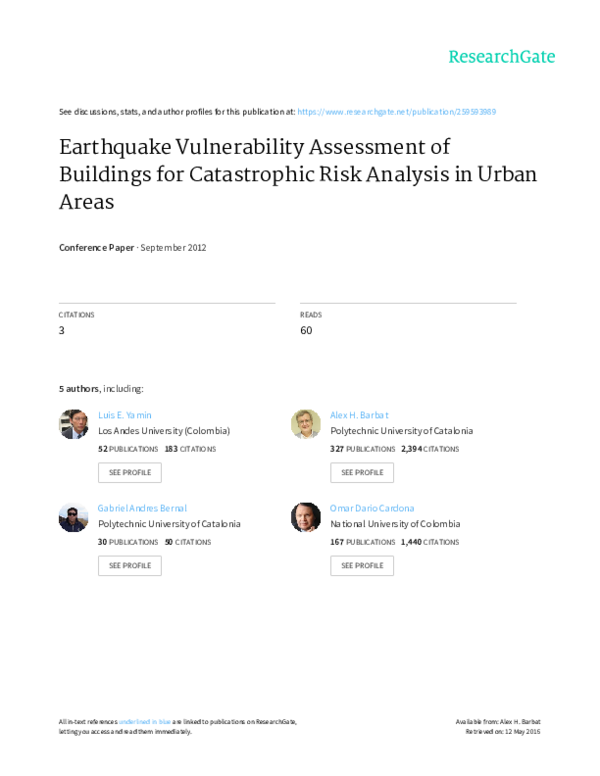 (PDF) Earthquake vulnerability assessment of buildings for catastrophic ...