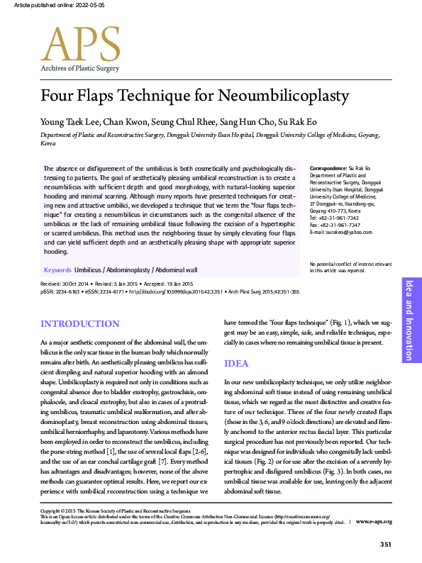 (PDF) Four flaps technique for neoumbilicoplasty