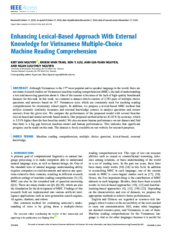 (PDF) Enhancing Lexical-Based Approach With External Knowledge for Vietnamese Multiple-Choice ...