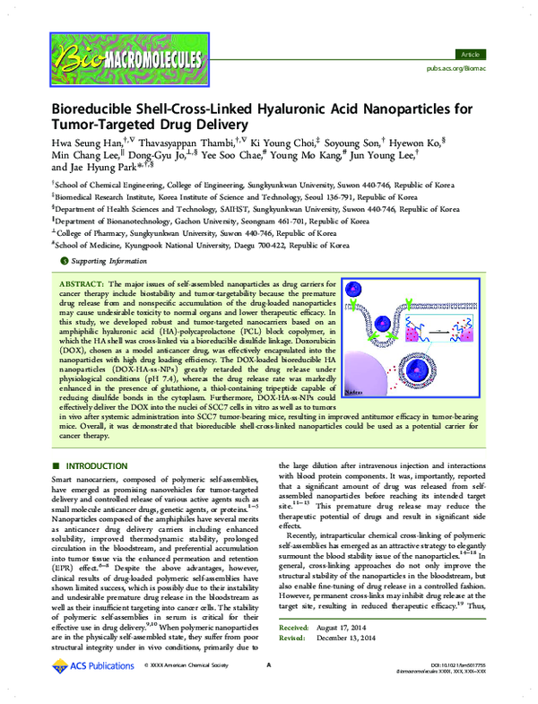 (PDF) Bioreducible Shell-Cross-Linked Hyaluronic Acid Nanoparticles for ...