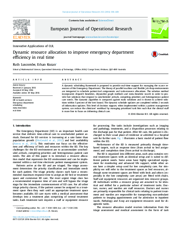 (PDF) Dynamic resource allocation to improve emergency department ...
