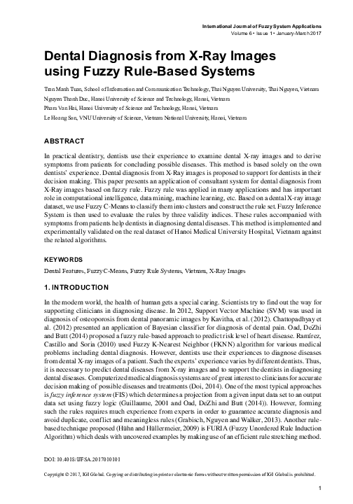 (PDF) Dental Diagnosis from X-Ray Images using Fuzzy Rule-Based Systems